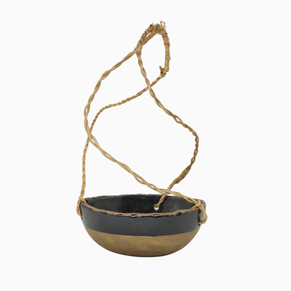 Hanging Planter Tenmoku Coco - Khmer Ceramics and Fine Arts Centre
